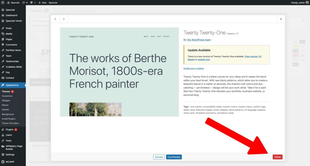How to Delete Themes in WordPress (Why you should) - Codeless